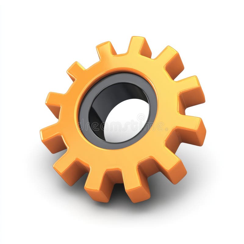 Orange Gear Wheel: 3D Render of a Shiny Cog Stock Illustration ...