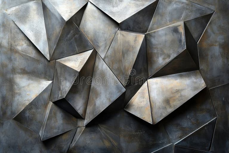 Three-dimensional Geometric Abstract Artwork Showcasing Metallic Tones ...