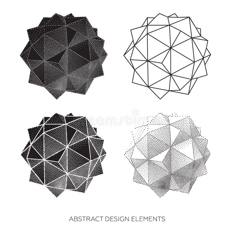 Three-dimensional Geometric Figures Collected from Points Stock Vector ...