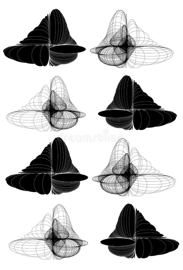 Three Dimensional Geometric Functions Pattern. Black and White Stock ...