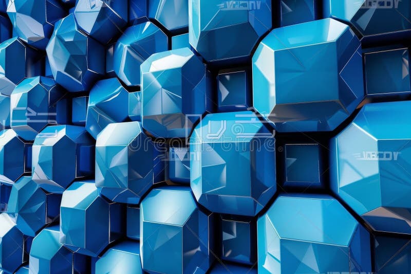 Stylish Geometric Blue Wallpaper 3d Hexagon Pattern for Eye Catching ...
