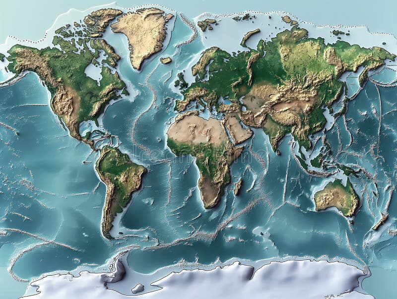 Three-dimensional Globe Illustration Featuring Map of World with ...