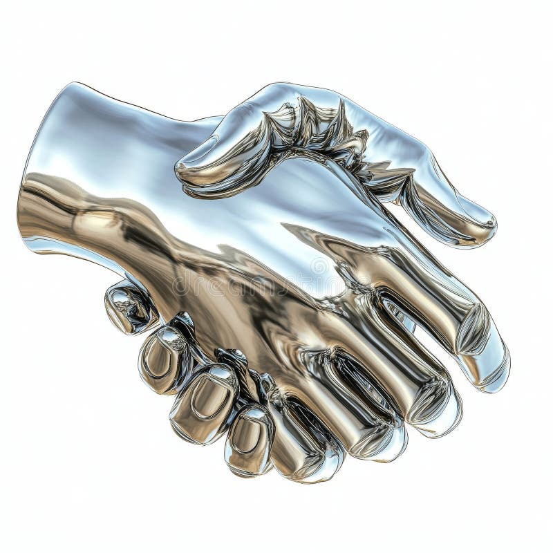 Three-dimensional Glossy Hands Extending Towards Each Other ...