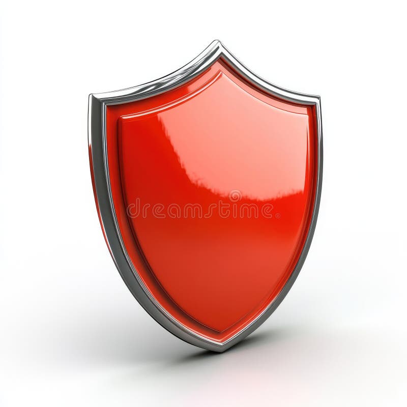 Red Shiny Metallic Shield Protection and Security Concept Stock ...