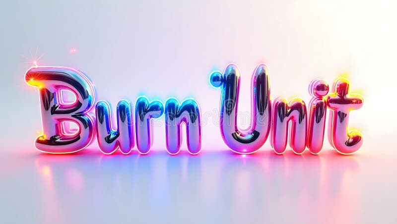 Three-dimensional Glossy Text Representing a Burn Unit with an ...
