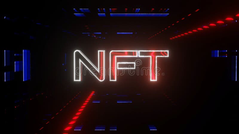 Three-dimensional Glowing Red Nft Inscription on a Dark Background ...