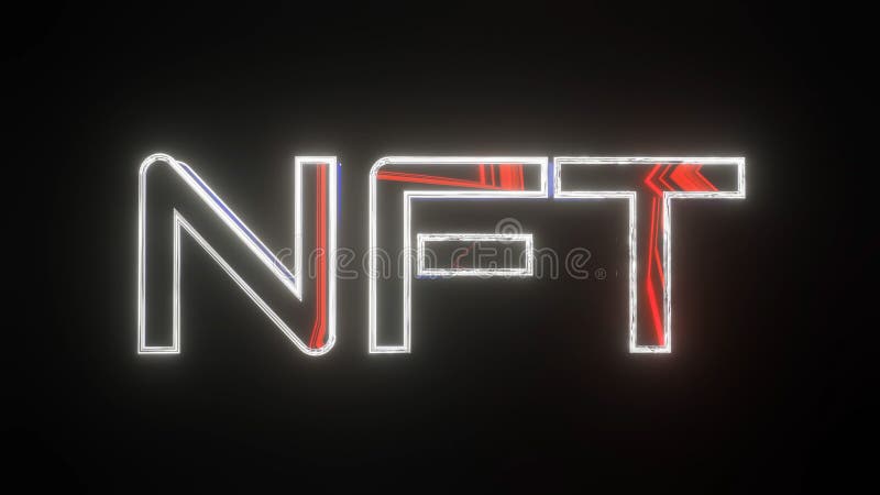 Three-dimensional Glowing Red Nft Inscription on a Dark Background ...