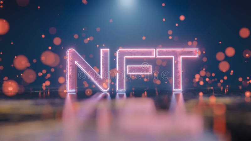 Three-dimensional Glowing Red Nft Inscription on a Dark Background ...