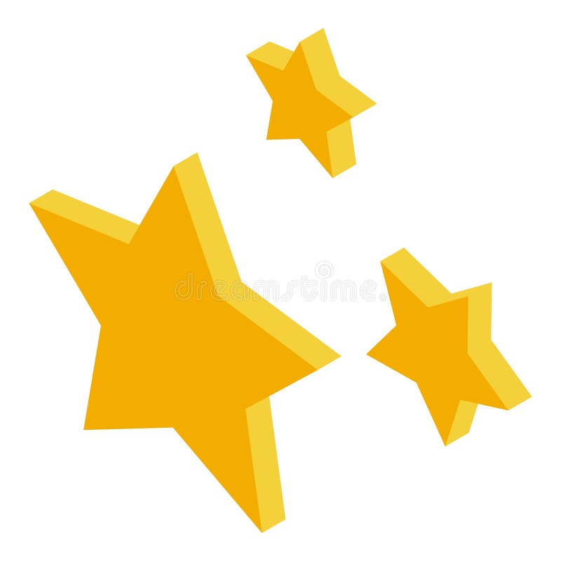 Three Dimensional Gold Stars Floating on White Background Stock Vector ...