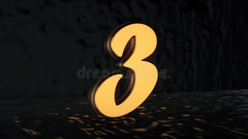 A Three-dimensional Golden Digit Standing in Space Stock Illustration ...