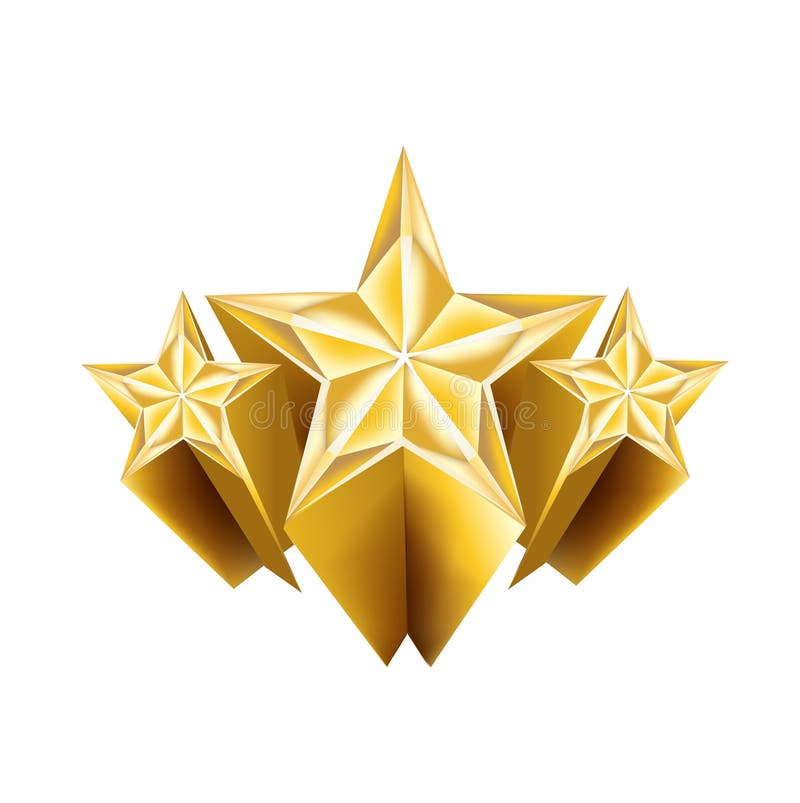 Three Dimensional Golden Stars Isolated Stock Vector - Illustration of ...
