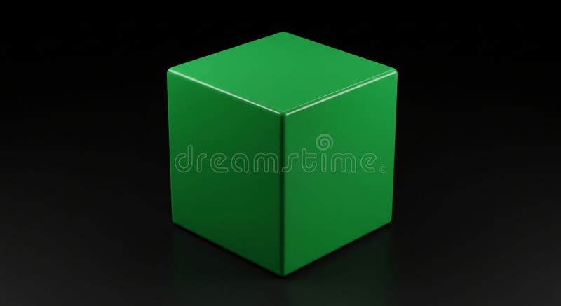 A Three-dimensional Green Cube is Centered Against a Black Background ...
