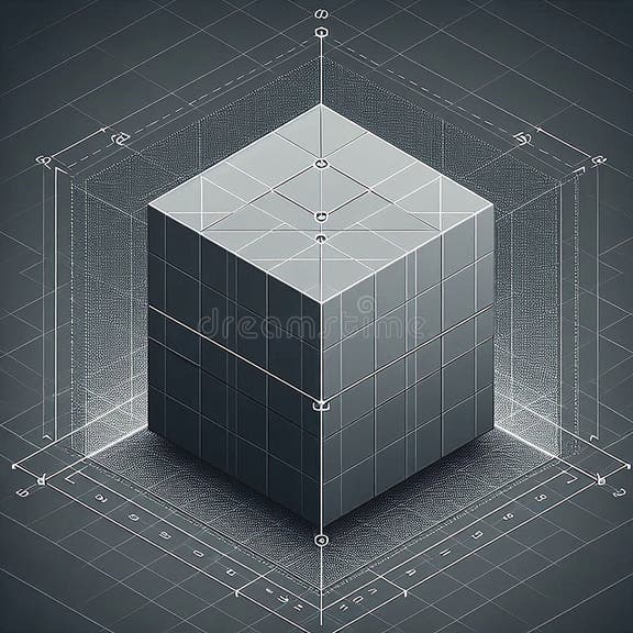 Three-dimensional Grey Cube Centered within a Three-axis Graphing Space ...