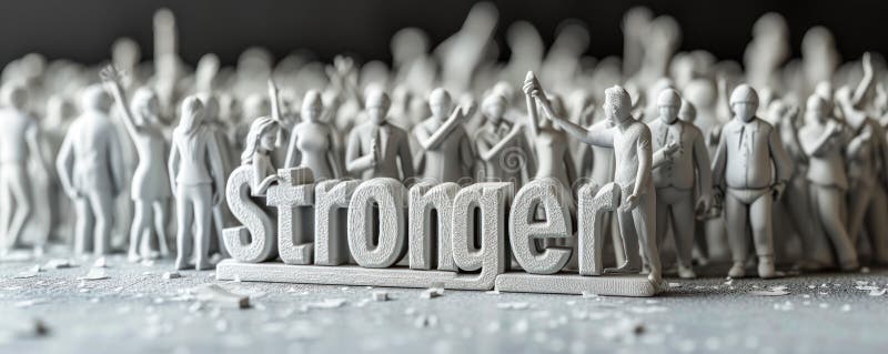 Three Dimensional Grey Figures Lifting Words Stronger Together ...