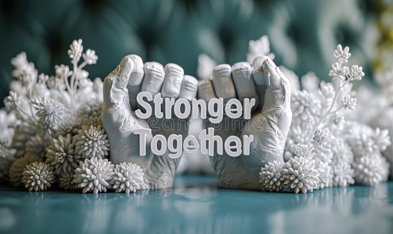 Three Dimensional Grey Figures Lifting Words Stronger Together ...