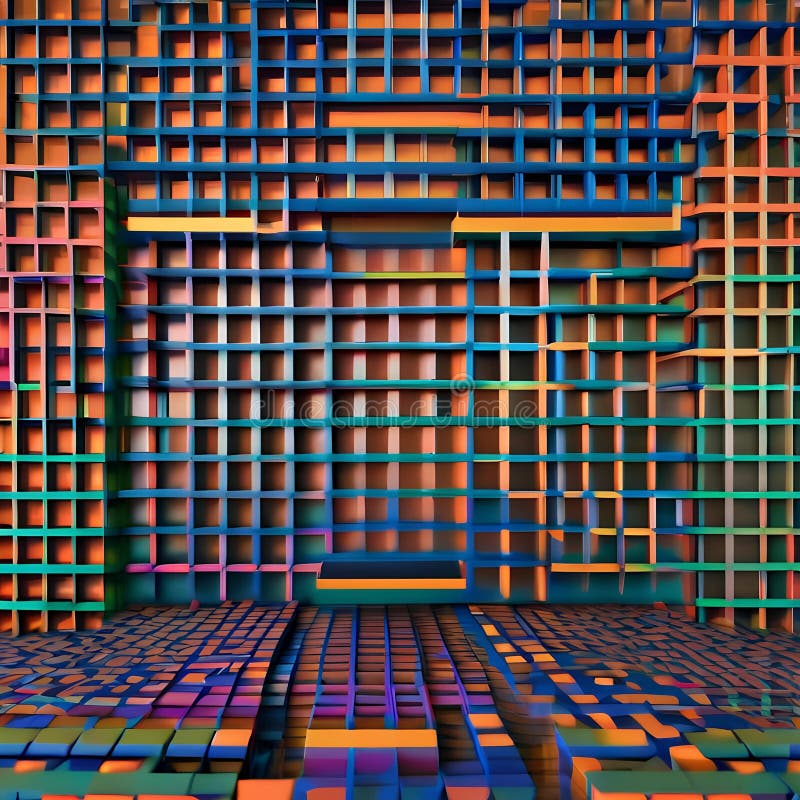 A Three-dimensional Grid of Cubes Shifting and Reconfiguring, Creating ...