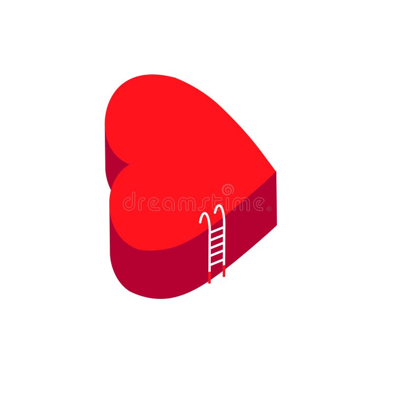 Three-dimensional Heart. Isometric Heart Illustration. Simple Element ...