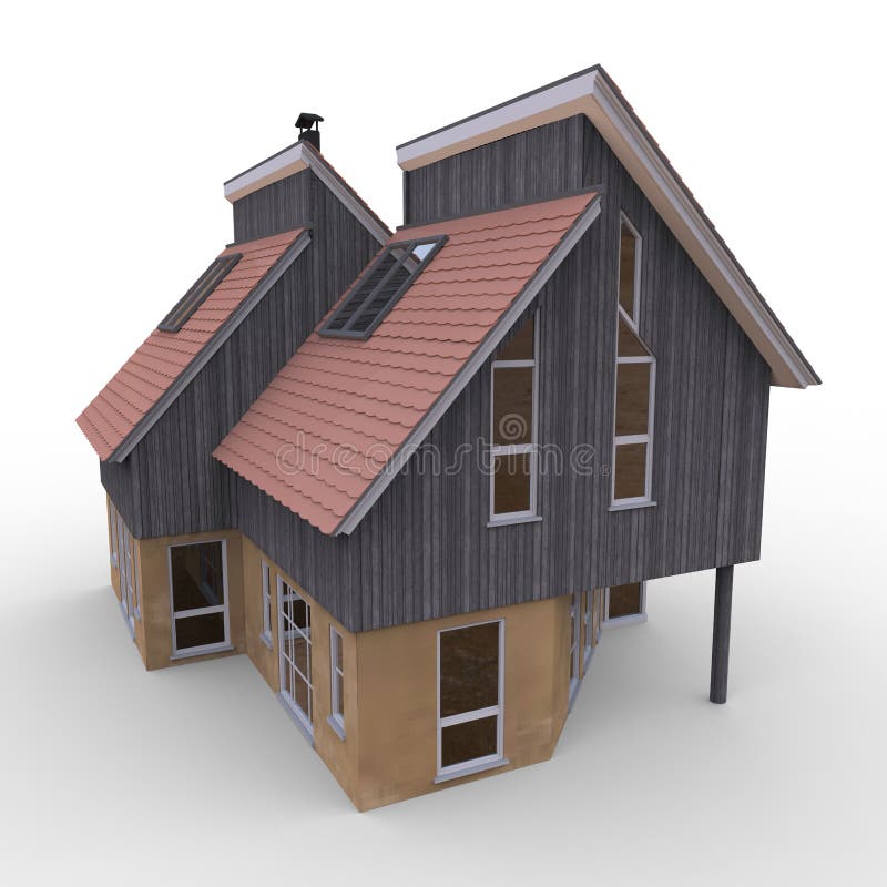 Three-Dimensional House stock illustration. Illustration of cottage ...