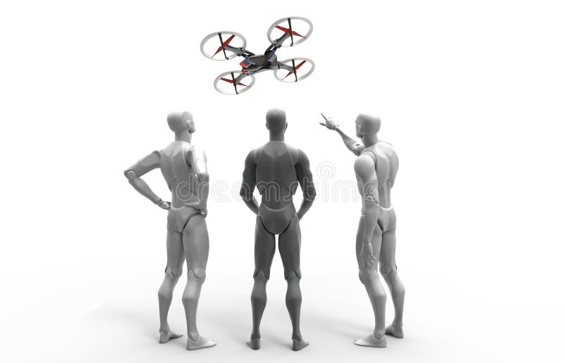 Three Dimensional Human Play with Quadcopter Stock Illustration ...