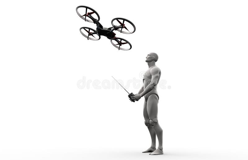 Three Dimensional Human Play with Quadcopter Stock Illustration ...