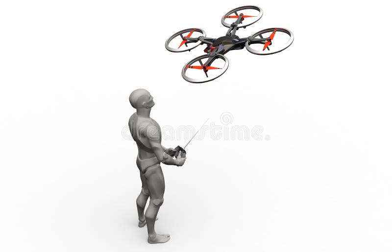 Three Dimensional Human Play with Quadcopter Stock Illustration ...