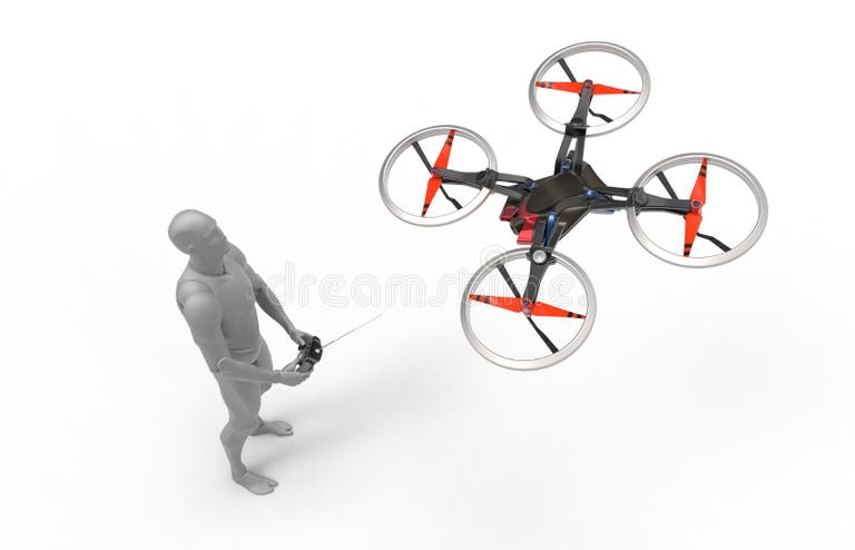 Three Dimensional Human Play with Quadcopter Stock Illustration ...