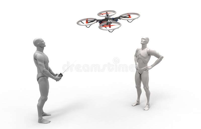 Three Dimensional Human Play with Quadcopter Stock Illustration ...