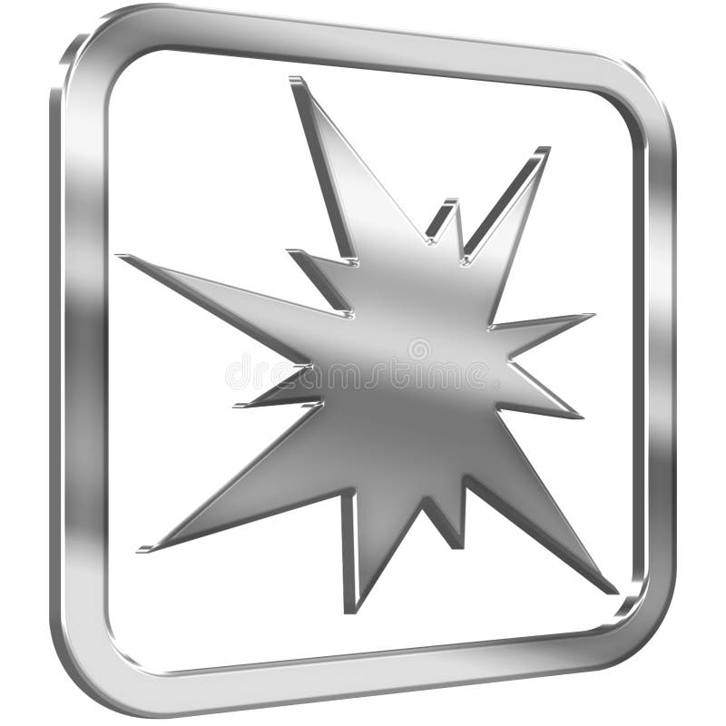 Starburst Explosion 3D Icon with Silver Metallic Effect Stock ...