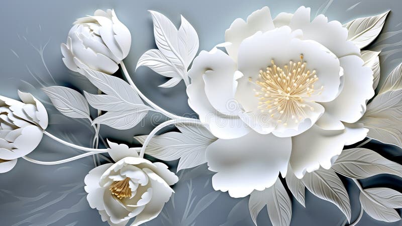 Three-dimensional Illustration of a Background with Flowers for Holiday ...