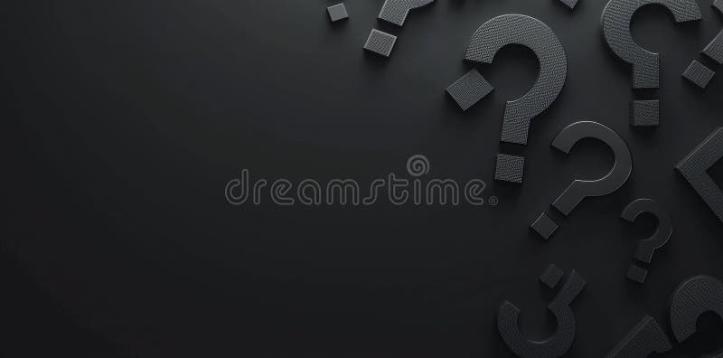 Three-dimensional Illustration of Black Question Mark Symbols on Dark ...