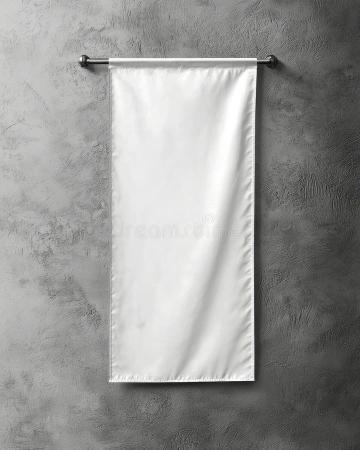 Three-dimensional Illustration of a Blank Hanging Flag Pole Banner with ...