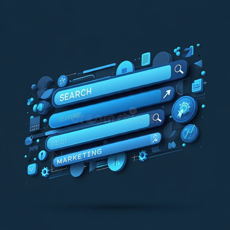 Three-dimensional Illustration Featuring a Digital Interface with Three ...