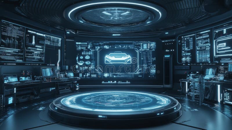 (Three-dimensional Illustration of a Futuristic Black Car in a High ...