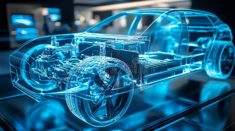 The Three-dimensional Illustration of a Modern Electric Car Chassis X ...
