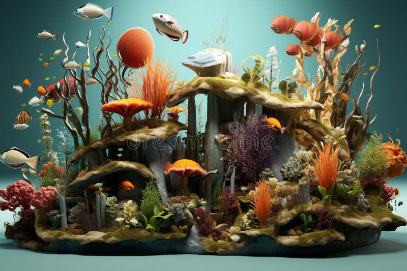 Three Dimensional Illustration of Small Ecosystem World Stock ...