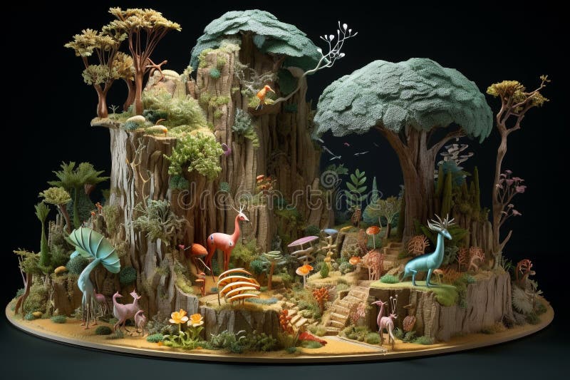 Three Dimensional Illustration of Small Ecosystem World Stock ...