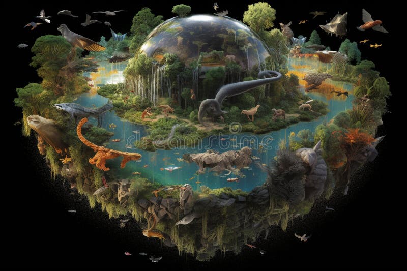 Three Dimensional Illustration of Small Ecosystem World Stock ...