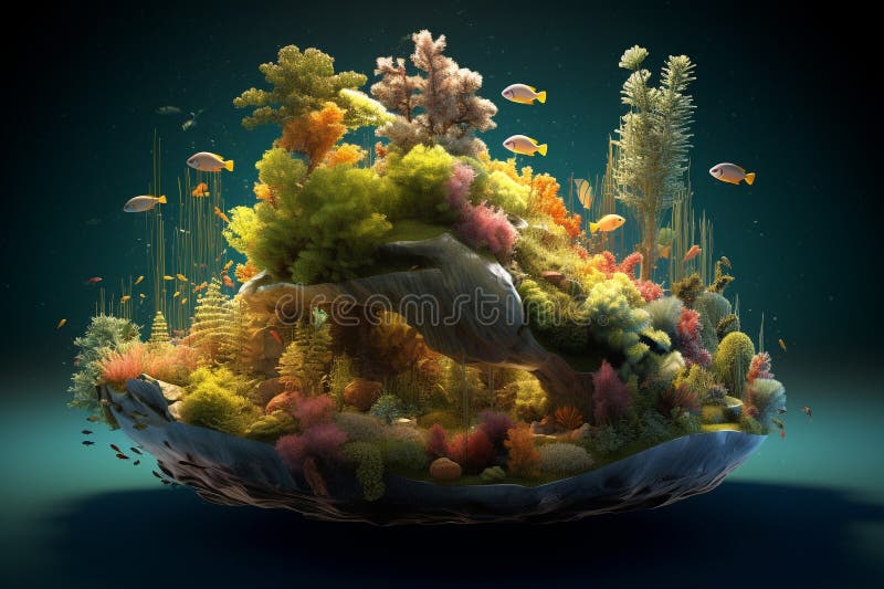 Three Dimensional Illustration of Small Ecosystem World Stock ...
