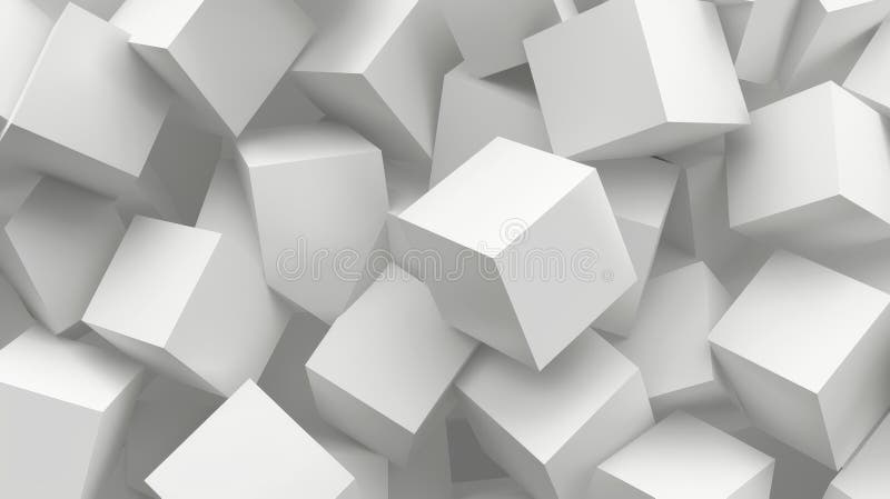 Three-dimensional Illustration of White Cubes, Designed with a ...