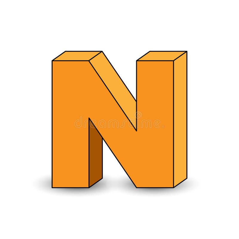 Three-dimensional Image of the Letter N. the Simulated 3D Volume Stock ...