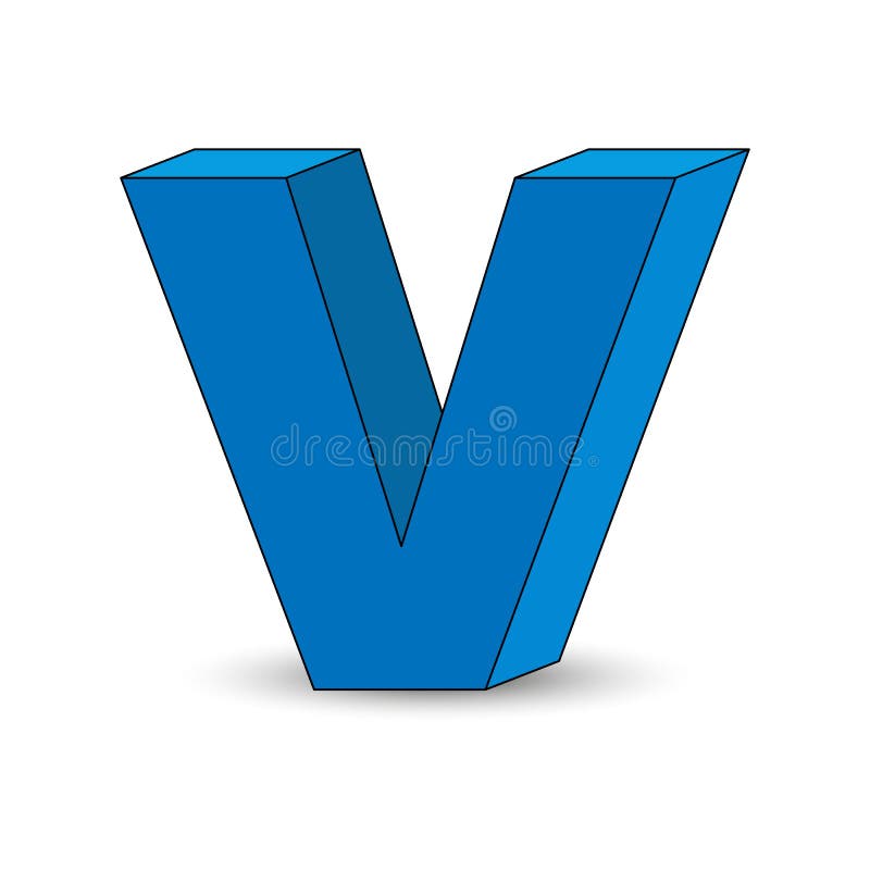 Three-dimensional Image of the Letter V. the Simulated 3D Volume Stock ...
