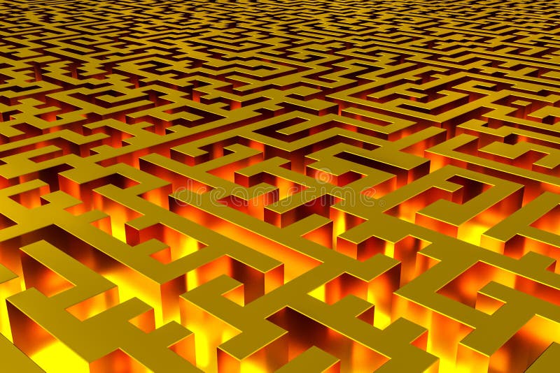 Three-dimensional Infinite Maze in Red and Purple, Lit from the Inside ...