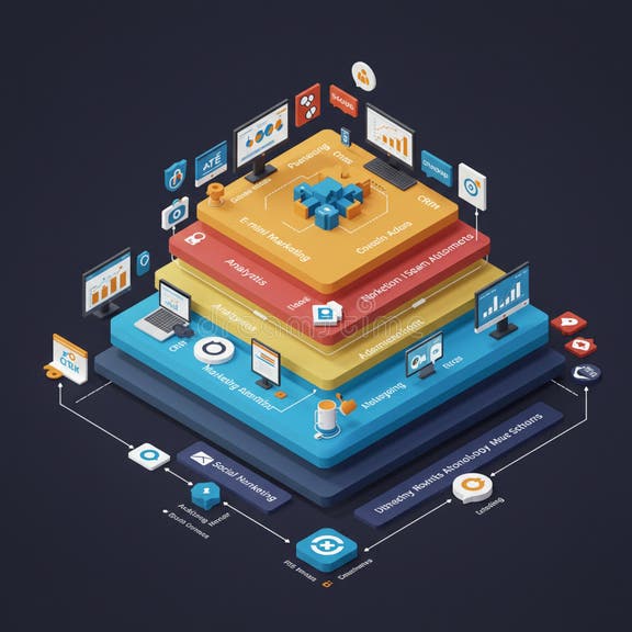 A Three-dimensional Infographic Displaying a Layered Structure ...