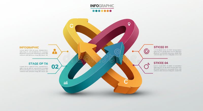 Three-dimensional Infographic Features Four Intertwined Arrows Forming ...
