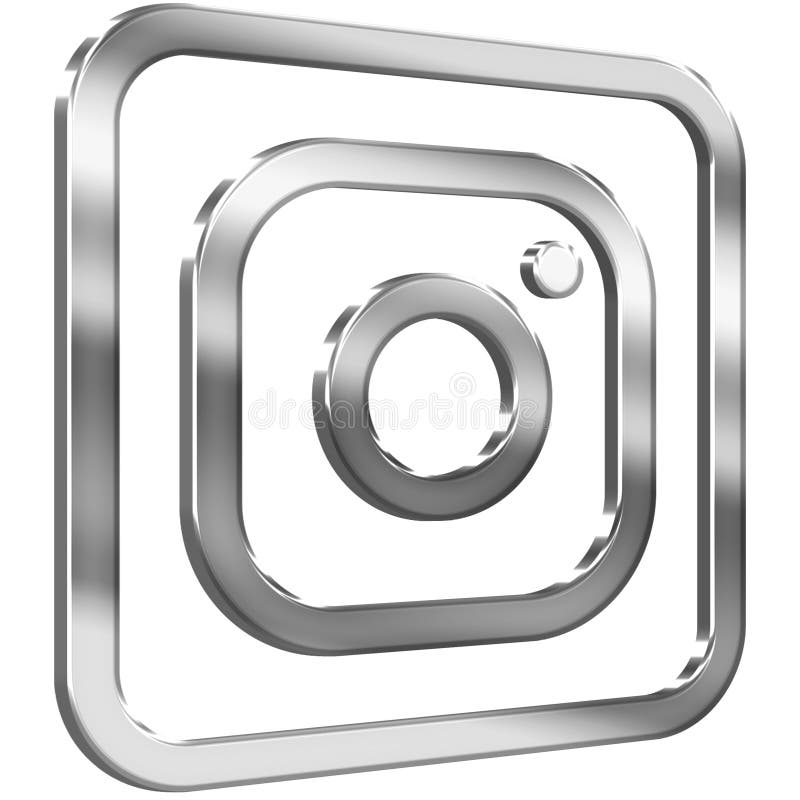 Instgram 3D Icon with Silver Metallic Effect Social Media Logo ...