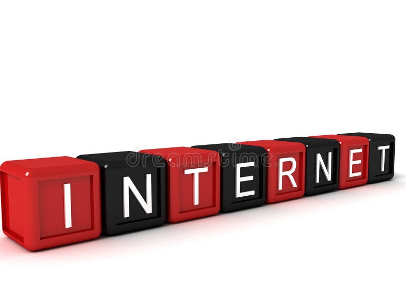 Three Dimensional Internet Text on Building Blocks Stock Illustration ...