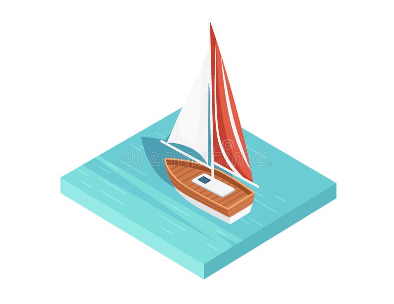 Three-dimensional Isometric View of Modern Boat Ship on Water Vector ...