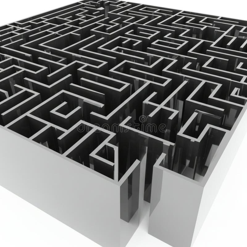 Three-dimensional Labyrinth with Black Walls and White Paths, Creating ...