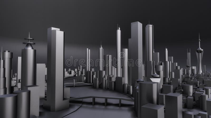 Three-dimensional Landscape of the Modern City. the Huge Layout of the ...