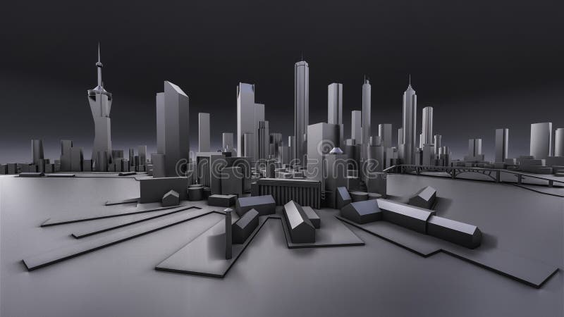 Three-dimensional Landscape of the Modern City. the Huge Layout of the ...